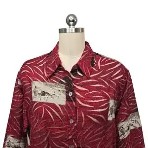 Chico's | Tops | Chicos Design Womens Red Black Equestrian Burnout ...